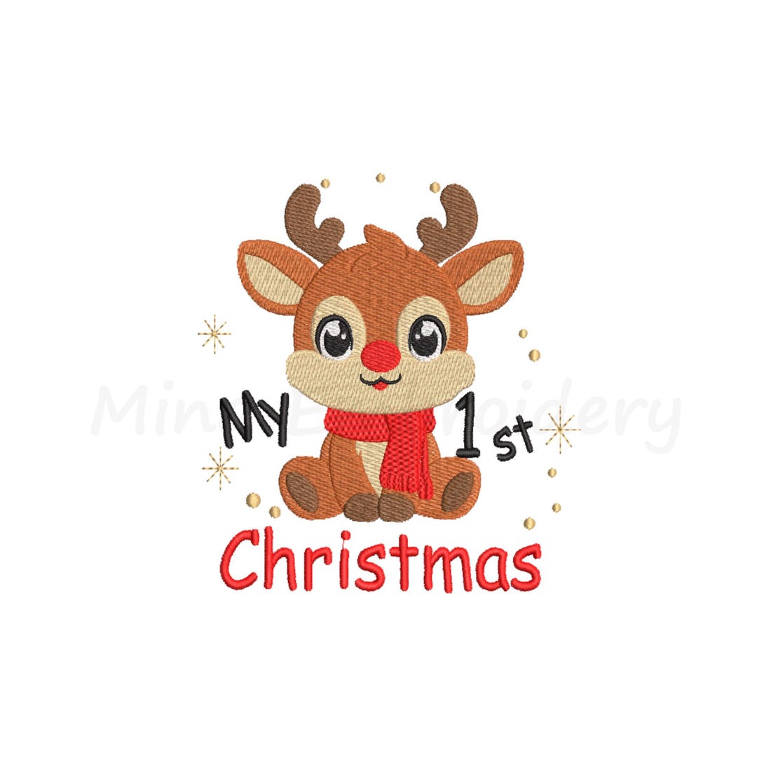 My 1st Christmas Embroidery Design, My First Reindeer Embroidery Design ...