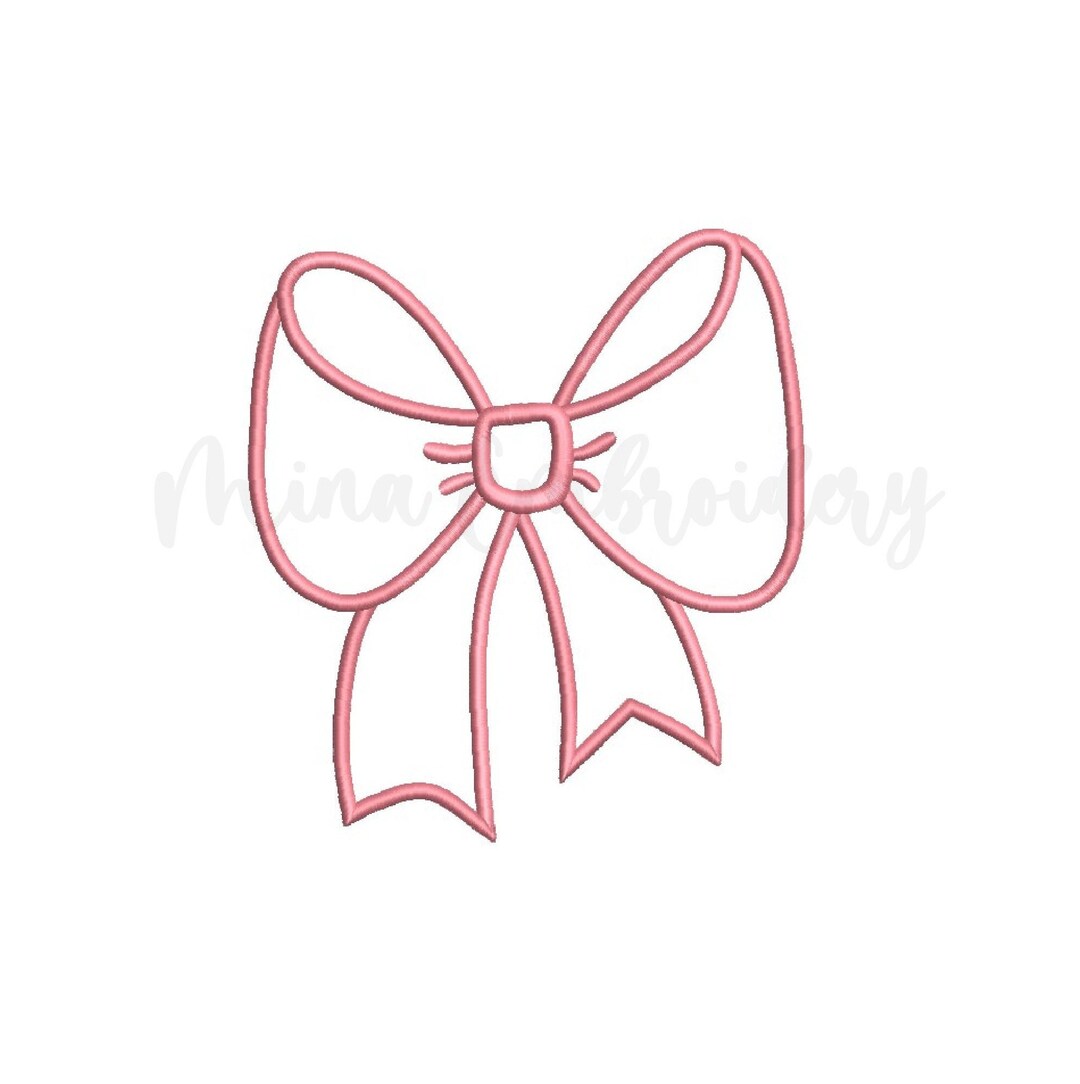 Ribbon Bow Embroidery Design, Bow Outline Embroidery Design, Machine ...
