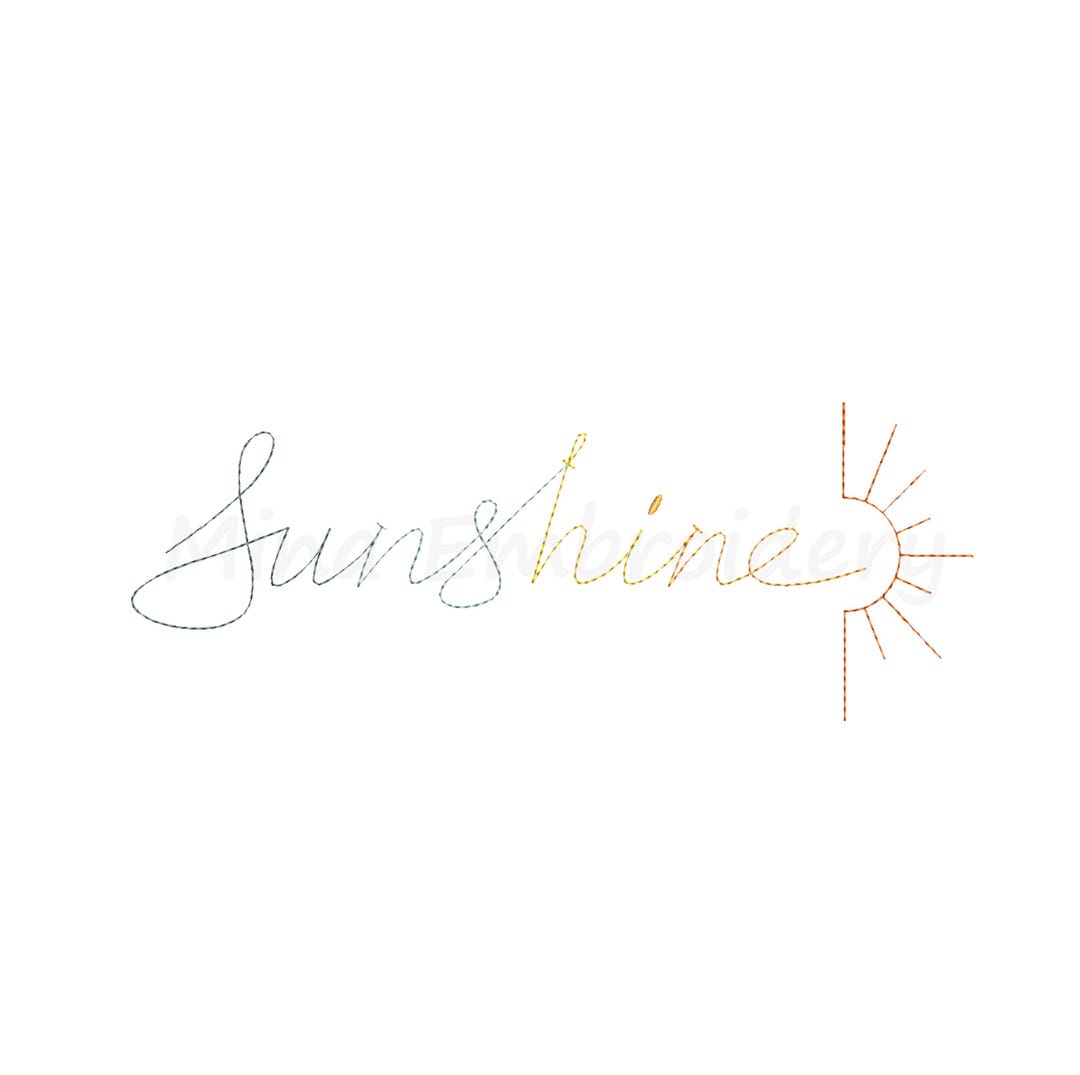 Sunshine Line Art Embroidery Design, Summer Embroidery Design, Machine ...