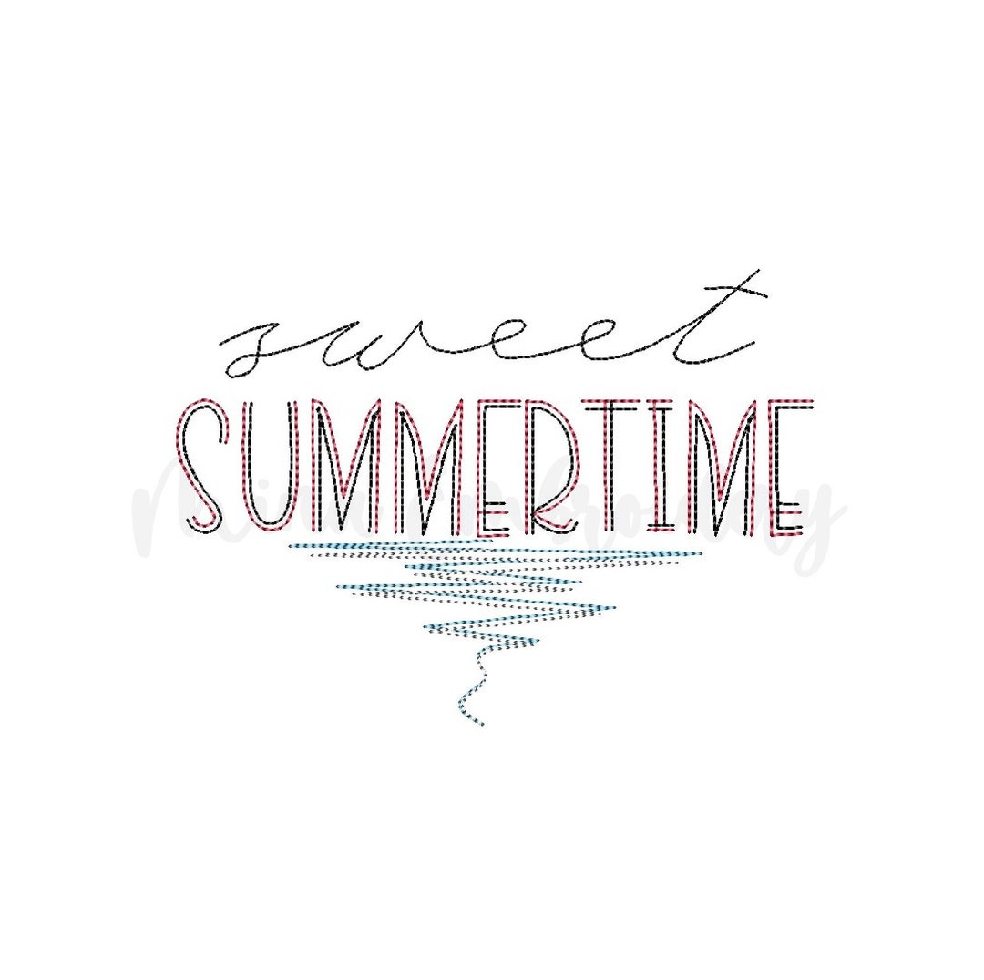 Sweet Summer Time Embroidery Design, Summer Line Art Embroidery Design ...