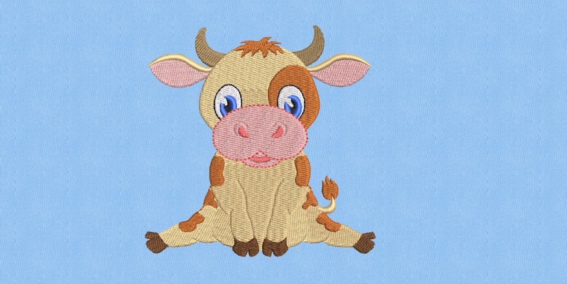 Baby Cow Embroidery Design, Farm Animal Embroidery Design, Machine ...
