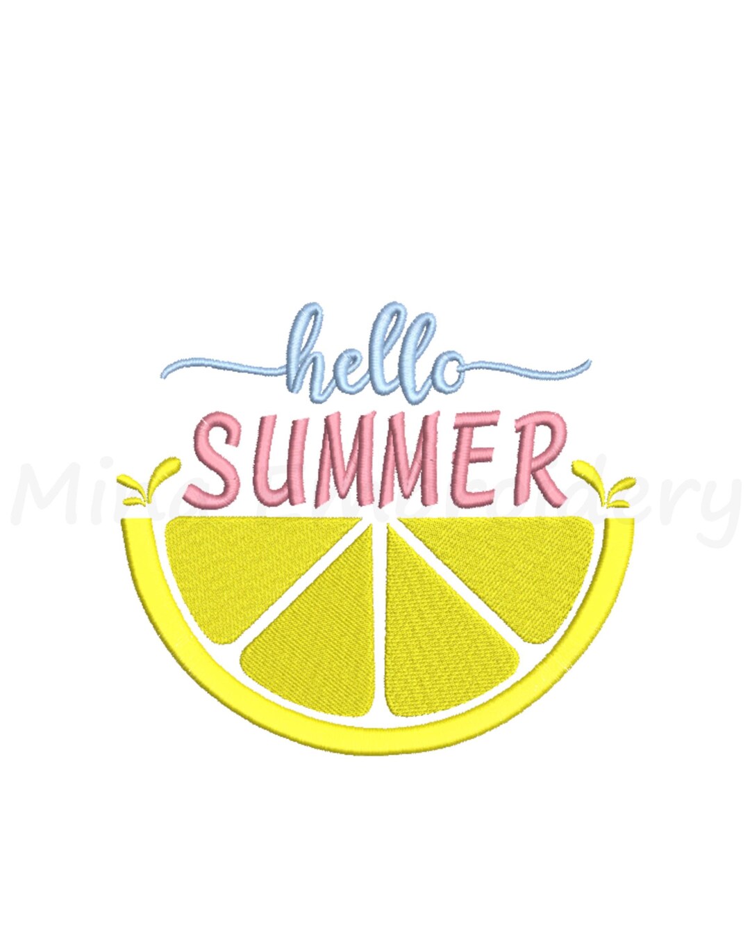 Hello Summer Embroidery Design, Lemon Slice Embroidery Design, Machine ...
