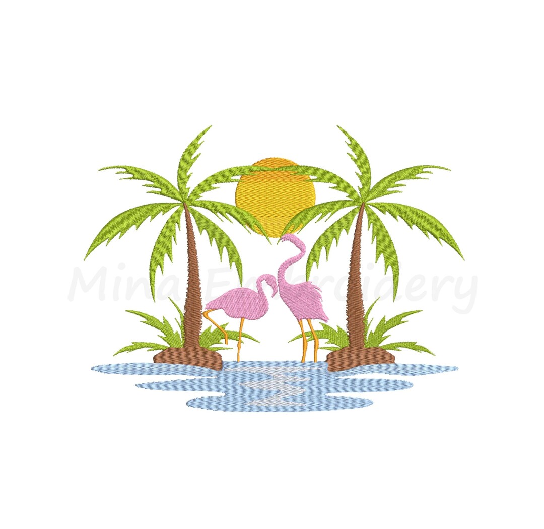 Summer Beach Palm Tree Embroidery Design (instant Download) - Etsy