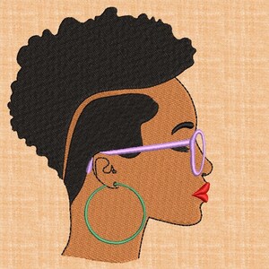Cool Afro Woman Embroidery Design, Afro Face Embroidery Design, Machine ...