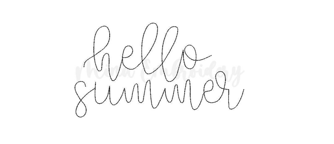 Hello Summer Embroidery Design Summer Line Art Embroidery - Etsy