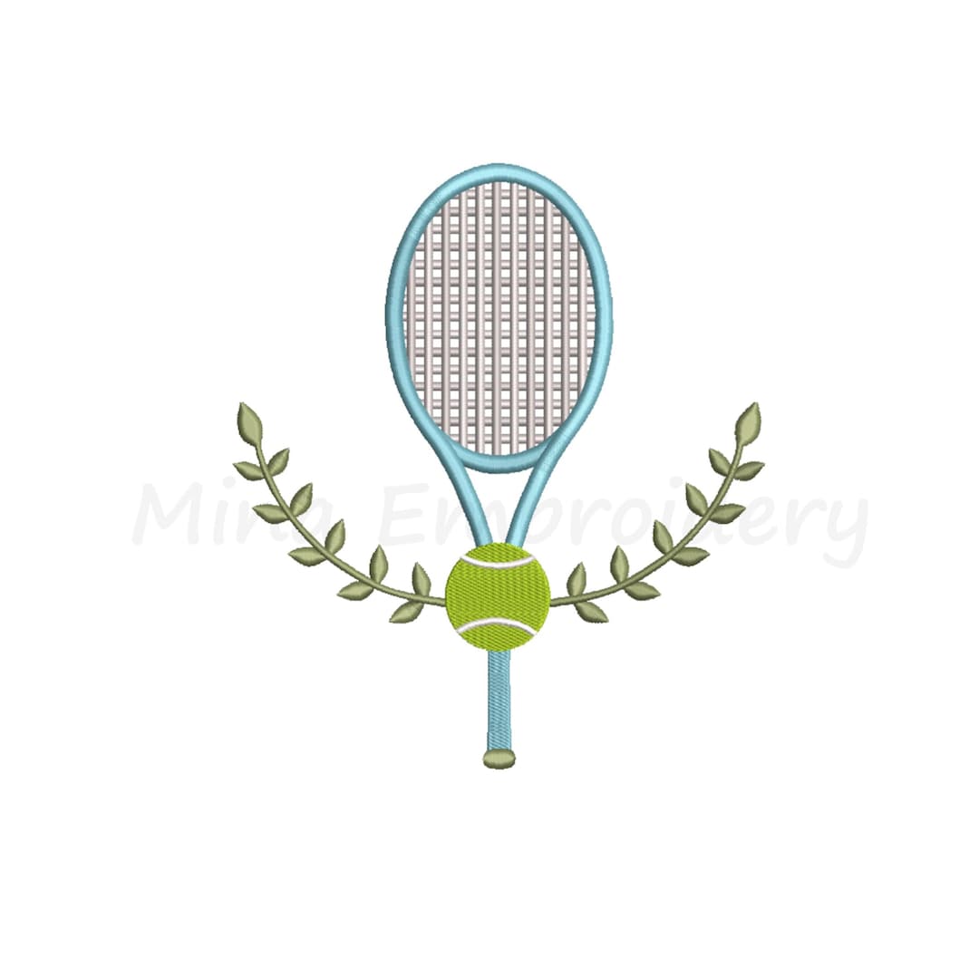 Floral Tennis Racket Embroidery Design, Sport Embroidery Design ...