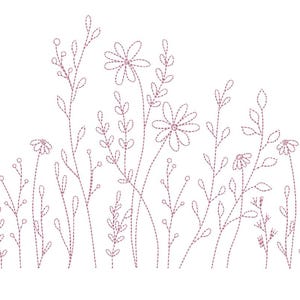 Wildflower Line Art Embroidery Design: Floral Machine Pattern (5 Sizes ...