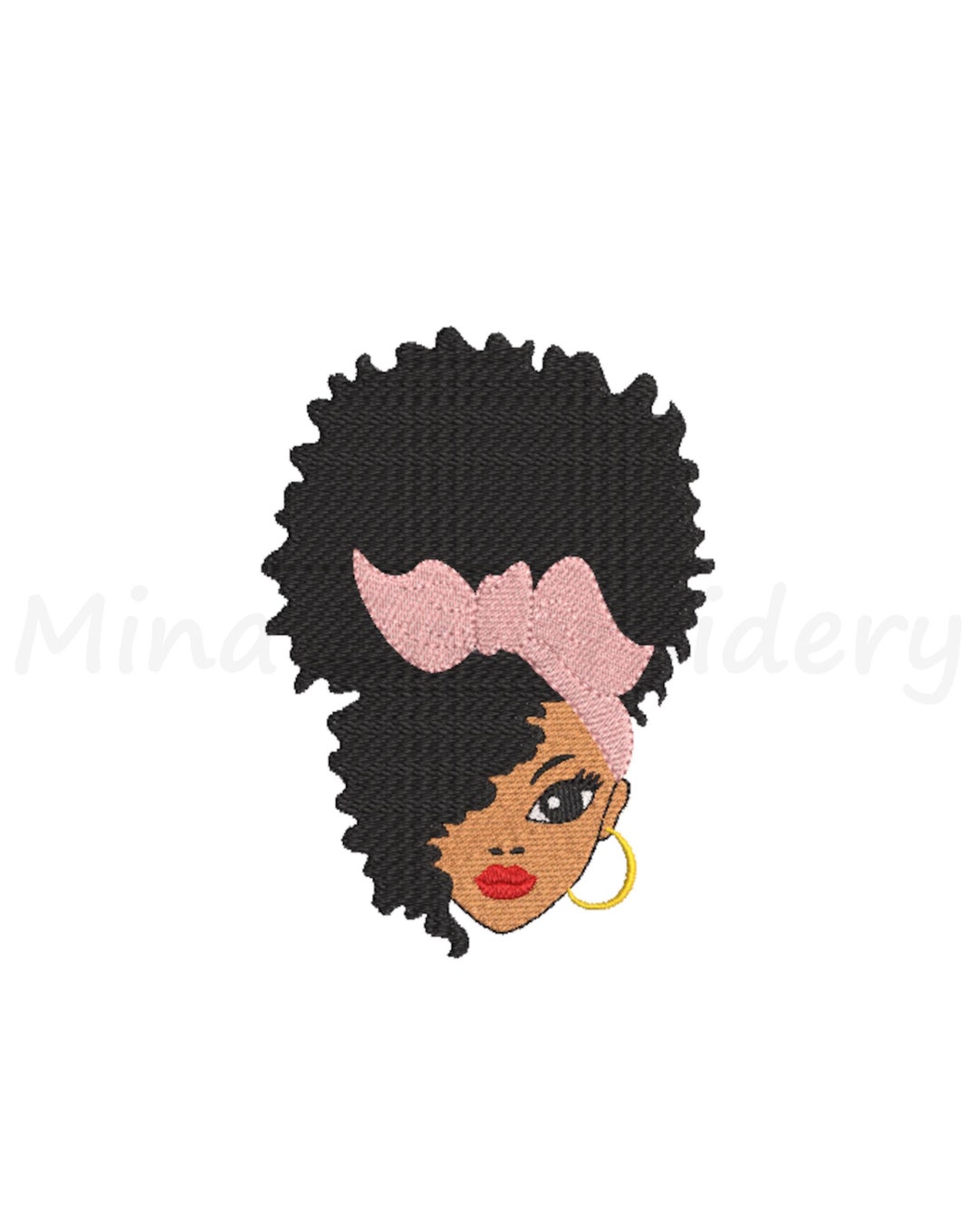 Afro Girl Embroidery Design: Black Woman Portrait (4 Sizes) (instant ...