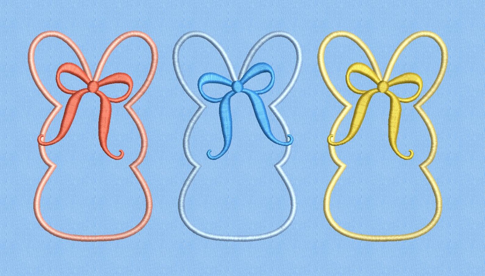 Coquette Peeps Outline Embroidery Design, Easter Embroidery Design ...
