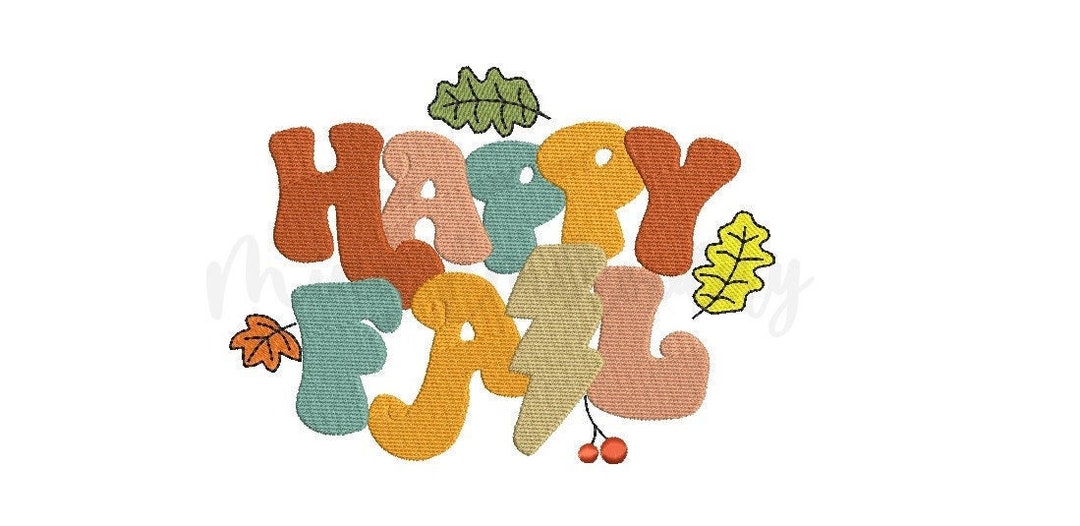 Happy Fall Embroidery Design, Machine Embroidery Design, 5 Sizes ...