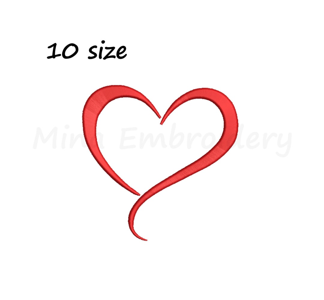 Mini Open Heart Embroidery Design: 10 Sizes (instant Download) - Etsy