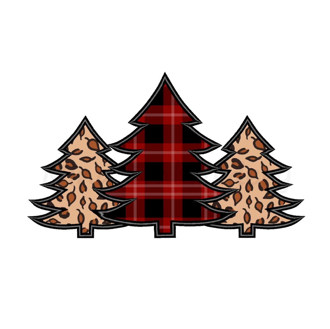 Triple Christmas Trees Applique Embroidery Design, Machine Embroidery ...