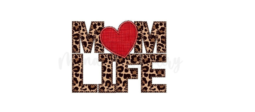 Mom Life Applique Embroidery Design, Heart Zigzag Applique Embroidery ...