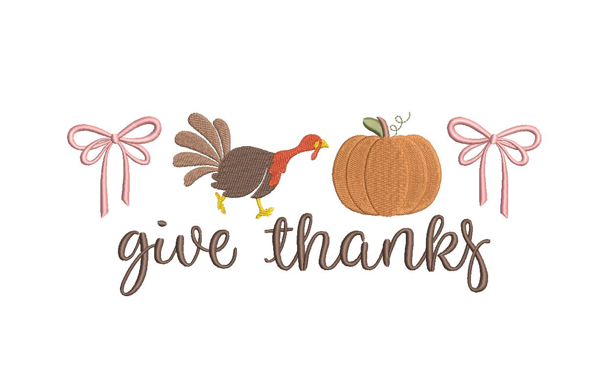 Coquette Give Thanks Embroidery Design, Thanksgiving Embroidery ...