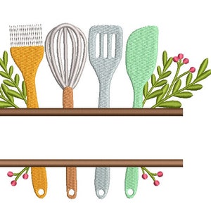 Kitchen Utensils Split Embroidery Design, Baking Tools Embroidery ...
