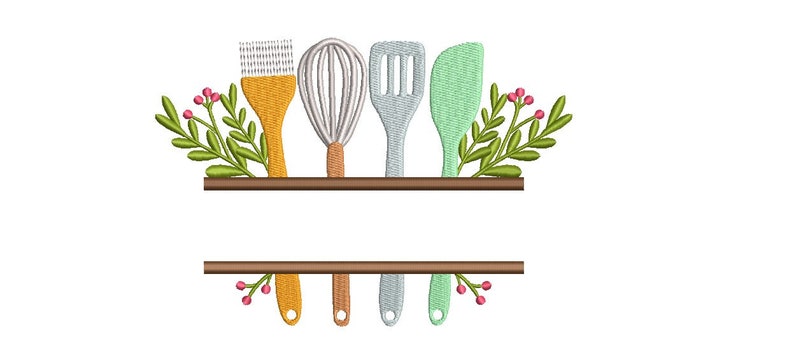 Kitchen Utensils Split Embroidery Design Baking Tools - Etsy