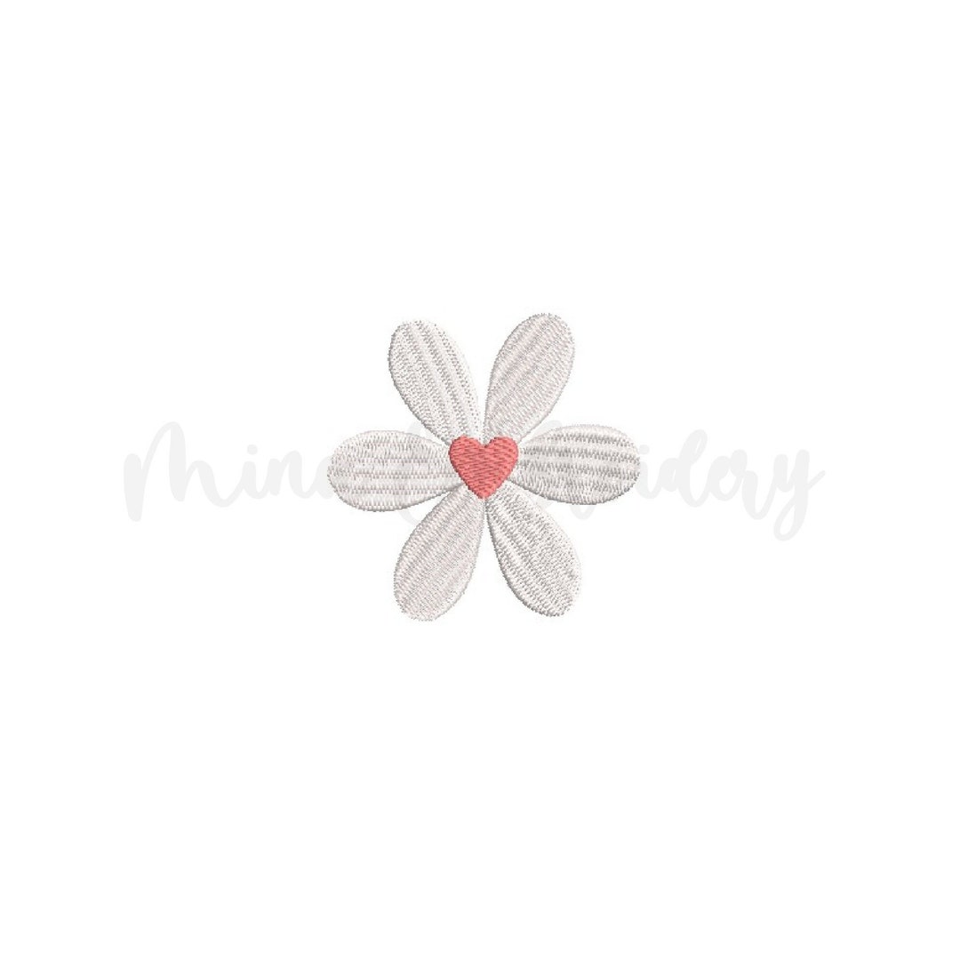 MINI Heart Daisy Embroidery Design, Flower Embroidery Design, Machine ...