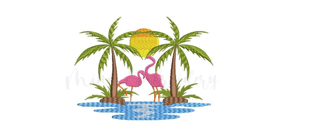 Summer Beach Palm Tree Embroidery Design Machine Embroidery - Etsy