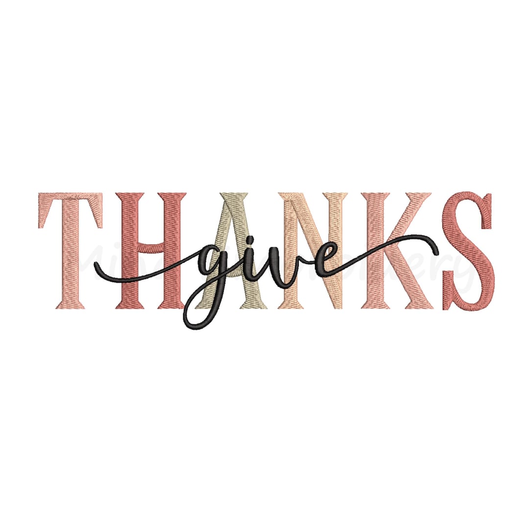 Give Thanks Embroidery Design: Fall Machine Embroidery (instant ...