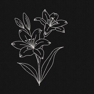 Lily Flower Embroidery Design, Line Art Embroidery Design, Machine ...