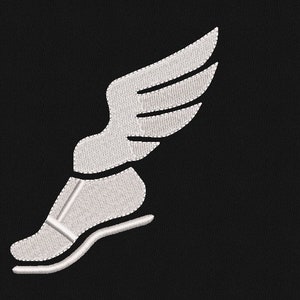 Track and Field Embroidery Design, Outline of Winged Running Shoe ...
