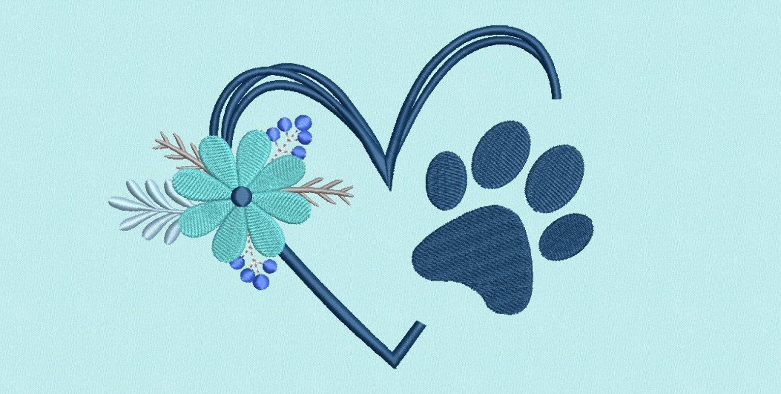 Dow Paw Heart Flower Embroidery Design, Machine Embroidery Design, 4 ...
