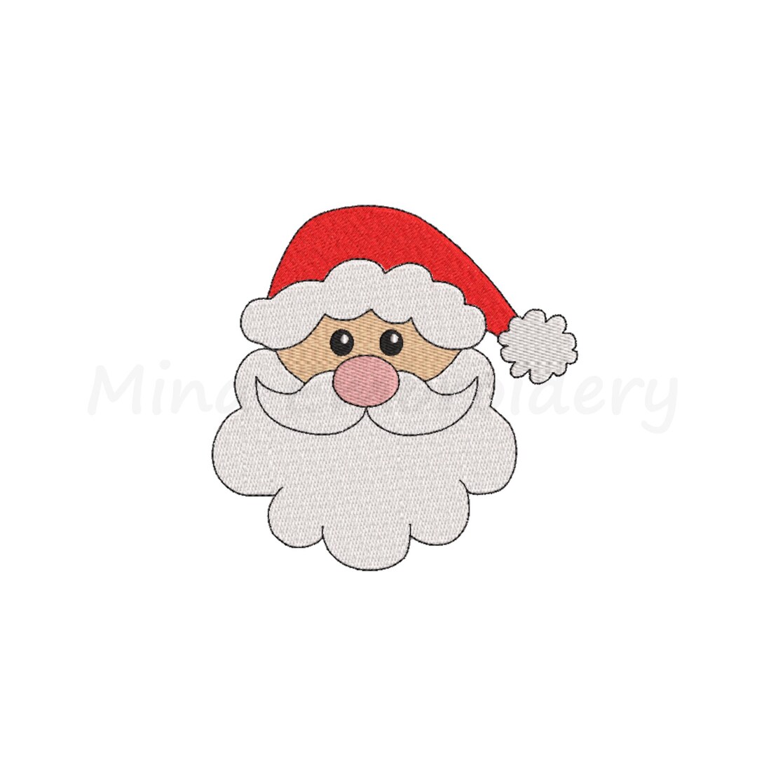 Cute Santa Claus Embroidery Design, Santa Face Embroidery, Christmas ...