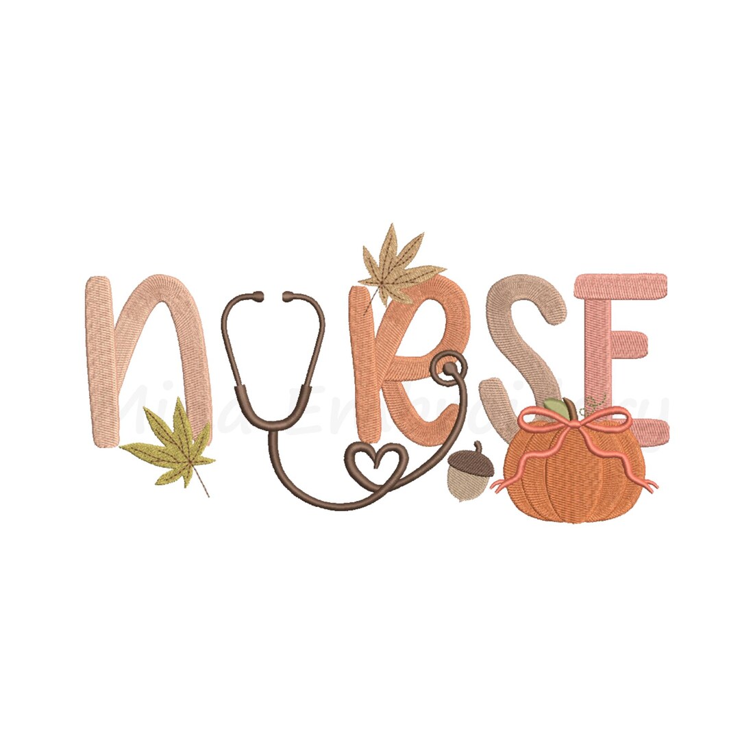 Fall Pumpkin Nurse Embroidery Design, Machine Embroidery Design, 6 ...