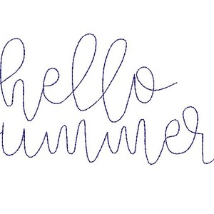 Hello Summer Embroidery Design, Summer Line Art Embroidery Design ...