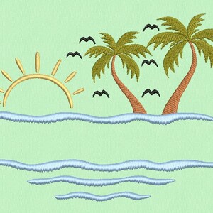 Split Summer Beach Embroidery Design, Palm Tree Embroidery Design ...