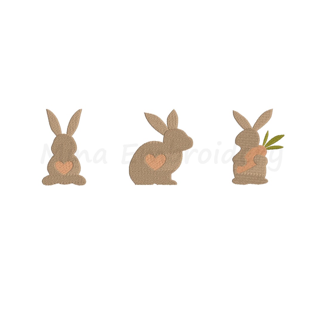 Triple Bunny Easter Embroidery Design: 6 Sizes (instant Download) - Etsy