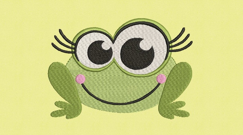 Cute Baby Girl Frog Embroidery Design, Animal Embroidery Design, 4 ...
