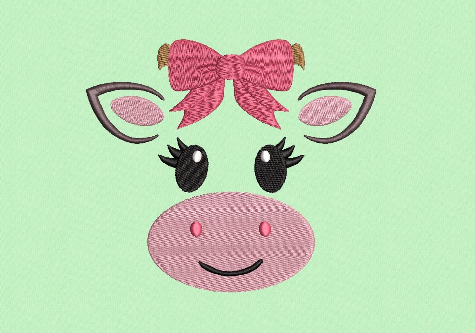 Girl Cow Face Embroidery Design, Cute Animal Embroidery Design, Machine ...