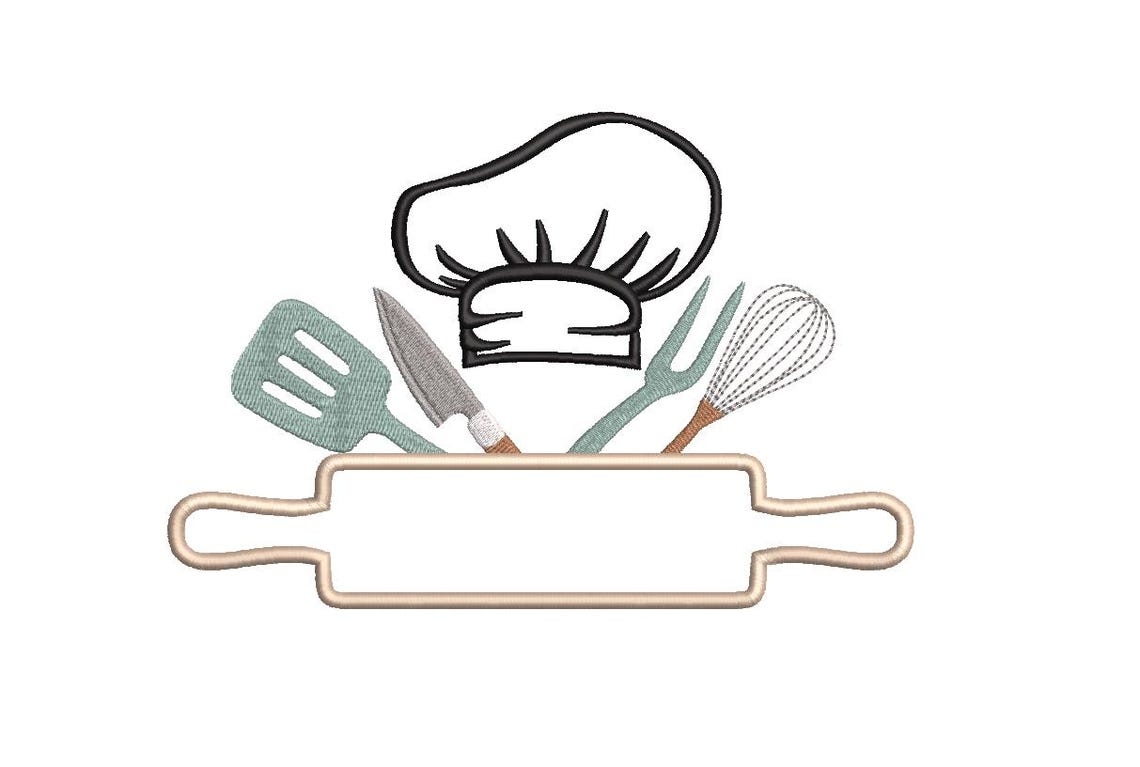 Split Chef Embroidery Design: Kitchen Utensils (instant Download) - Etsy