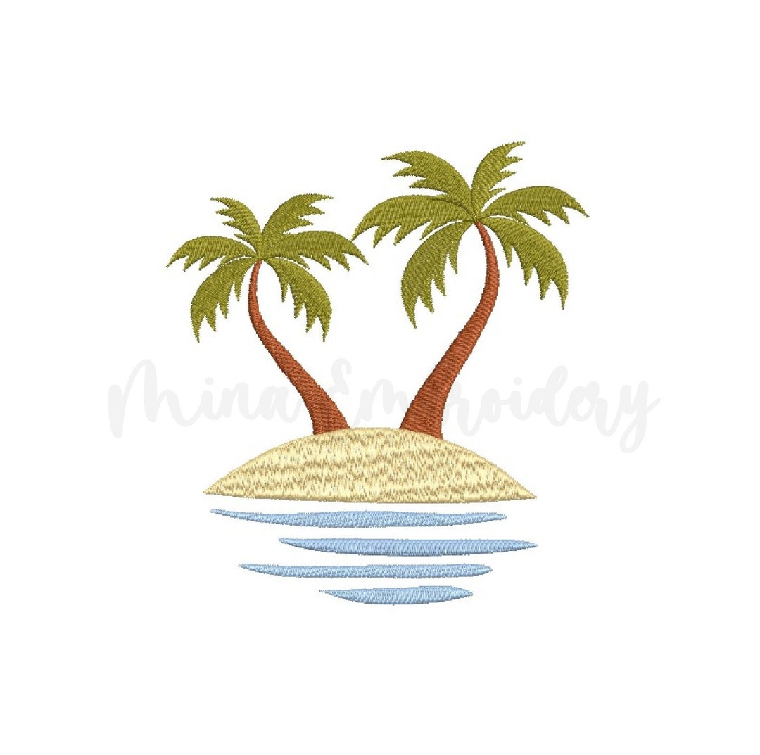 Palm Tree Embroidery Design, Summer Beach Embroidery Design, Machine ...