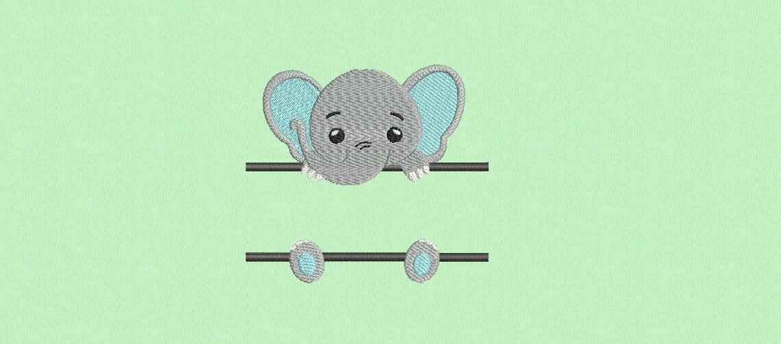 Baby Elephant Split Embroidery Design: Animal Applique (instant ...