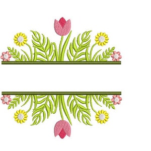 Split Flower Embroidery Design, Plant Embroidery Design, Machine ...
