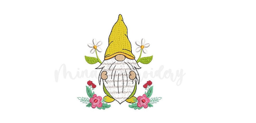 Spring Gnome Embroidery Design, Machine Embroidery Design, 4 Sizes ...
