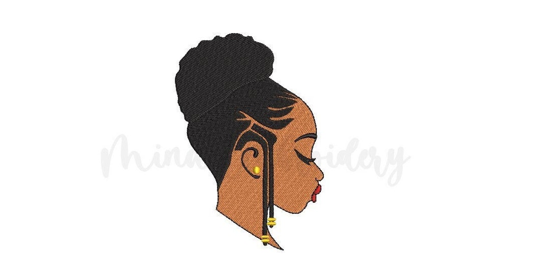Afro Woman Embroidery Design, Afro Girl Embroidery Design, Machine ...