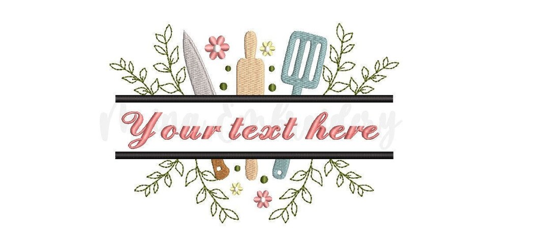 Kitchen Utensils Split Embroidery Design Baking Tools Flower - Etsy