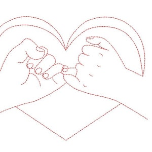 Love Hands Heart Embroidery Design, Heart Hands Line Art Embroidery ...