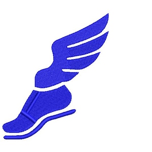 Track and Field Embroidery Design, Outline of Winged Running Shoe ...