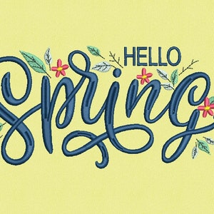 Hello Spring Embroidery Design, Spring Flower Embroidery Design ...