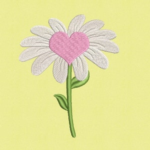 Daisy Heart Flower Embroidery Design: 4 Sizes (instant Download) - Etsy
