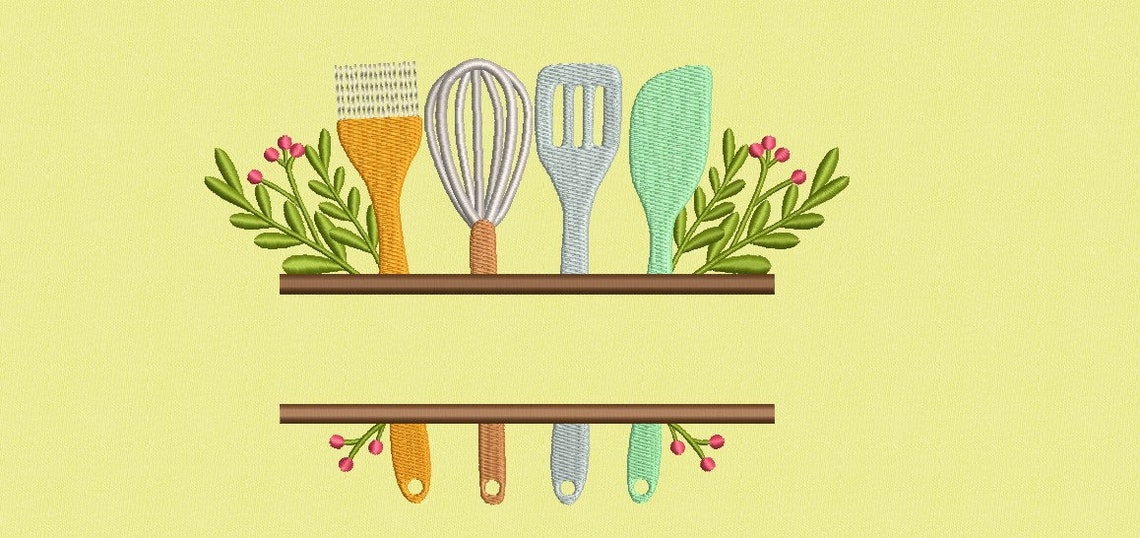 Kitchen Utensils Split Embroidery Design Baking Tools - Etsy