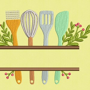 Kitchen Utensils Split Embroidery Design, Baking Tools Embroidery ...