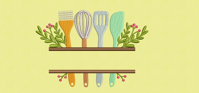 Kitchen Utensils Split Embroidery Design Baking Tools - Etsy