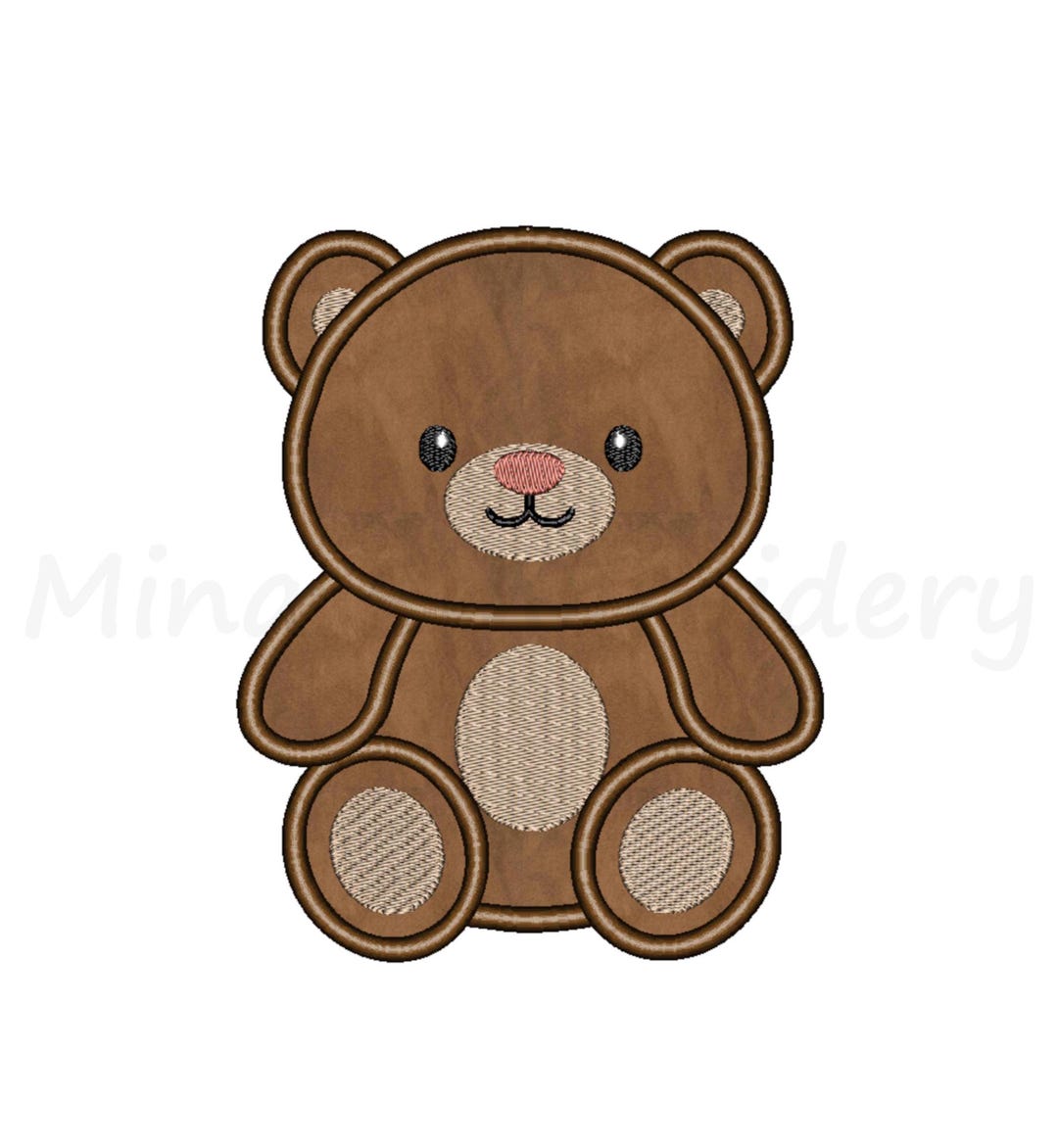 Baby Boy Bear Applique Embroidery Design, Sitting Baby Bear Applique ...