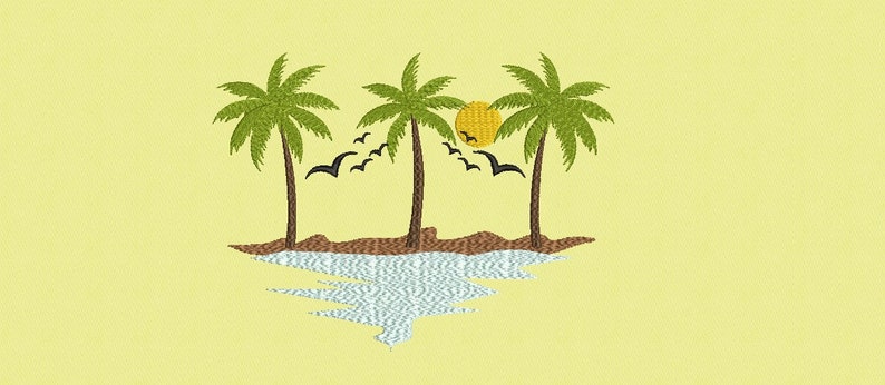 Triple Palm Tree Embroidery Design Summer Beach Embroidery - Etsy