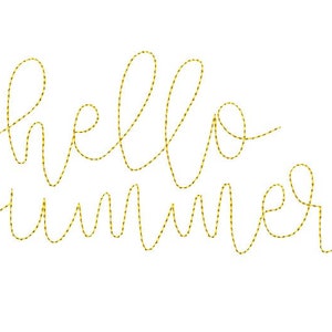 Hello Summer Embroidery Design, Summer Line Art Embroidery Design ...